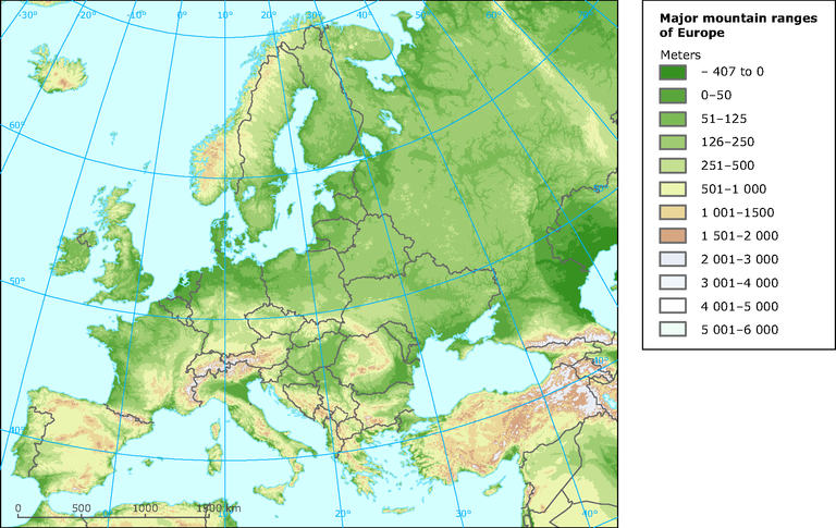 Major mountain ranges of Europe - eps file Major mountain ranges of Europe - eps file