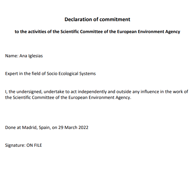 Annual Declaration of commitment - Iglesias, 2022